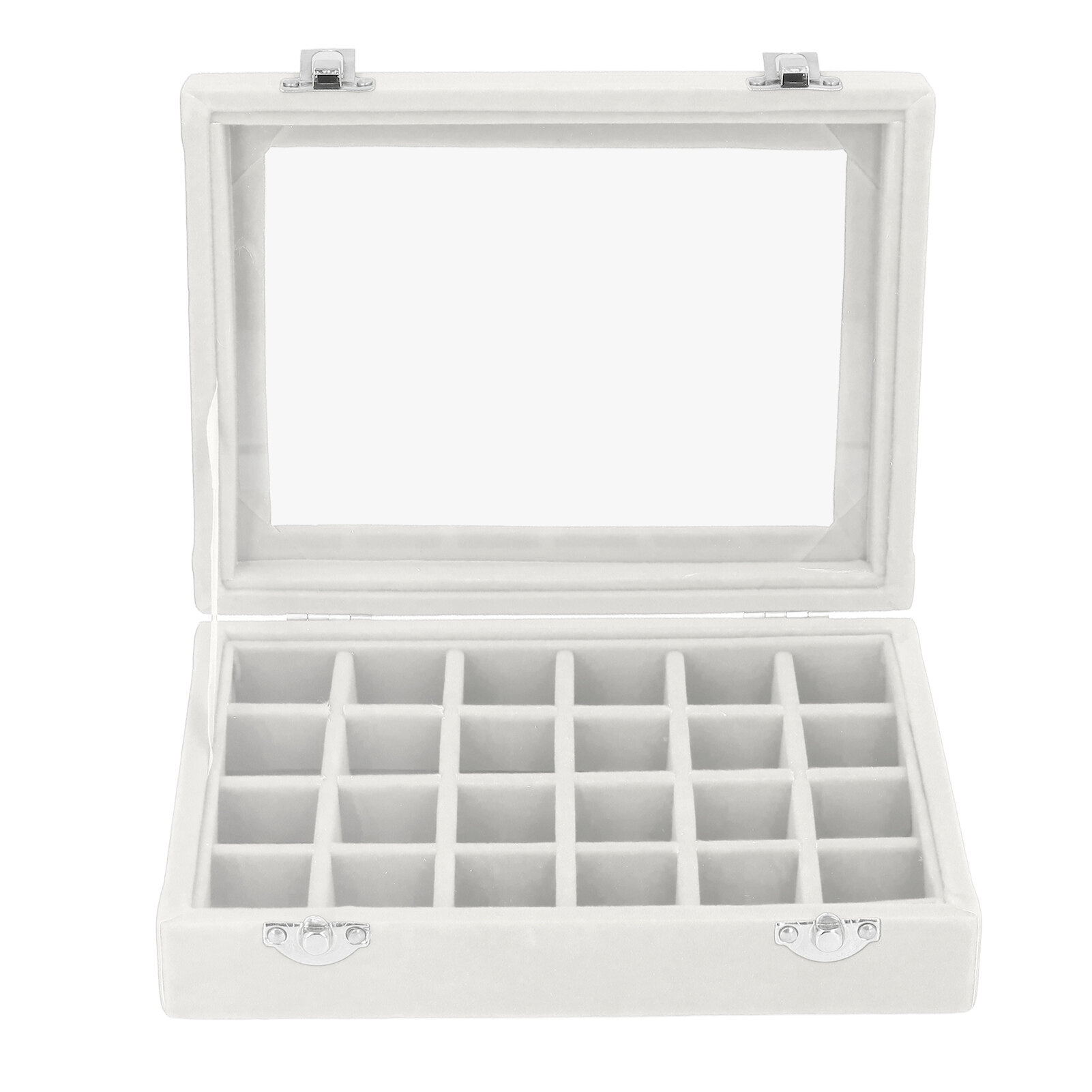Белая шкатулка-органайзер для ювелирных изделий с замком, бархатный футляр для хранения серег, колец и многого другого с 24 отделениями, небольшой футляр для ювелирных изделий с надежным запорным механизмом