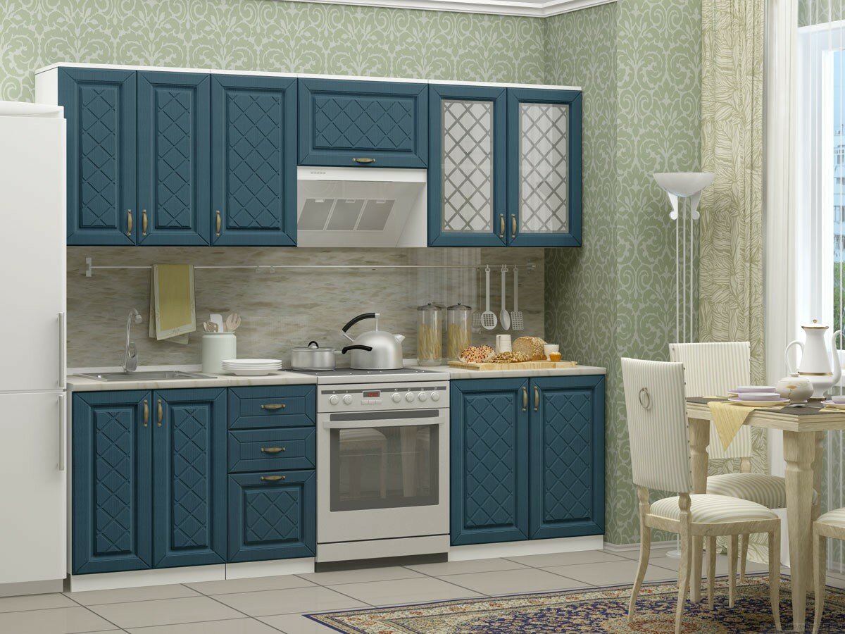 Кухня Миф Ирина 1,7м (490) цвет Джинс, белый/ столешница 26мм Антарес