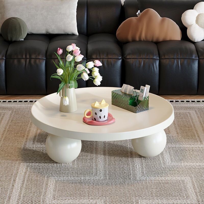 Журнальный стол, 75х75х30 см，Круглый журнальный столик в гостиной home simple