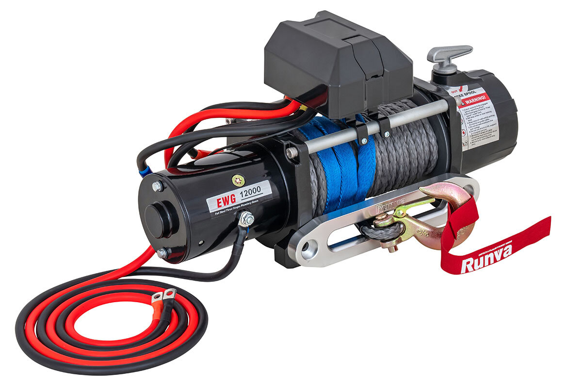 Лебёдка автомобильная электрическая 12V Magnum 12000 lbs 5443 кг (синтетический трос) арт. EWD12000FSR