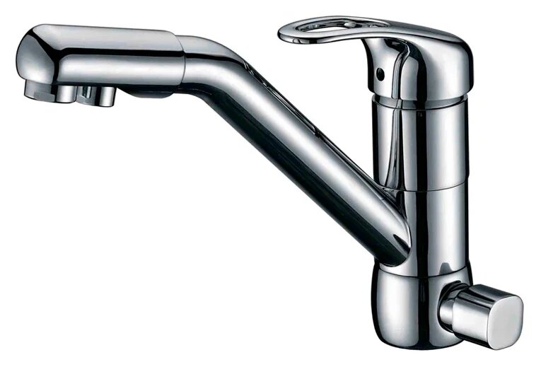 Смеситель для кухни Zorg Clean Water ZR 400 KF-12 с краном для питьевой воды, с поворотным изливом, хром, глянцевый, однорычажный, латунный, с керамическим картриджем