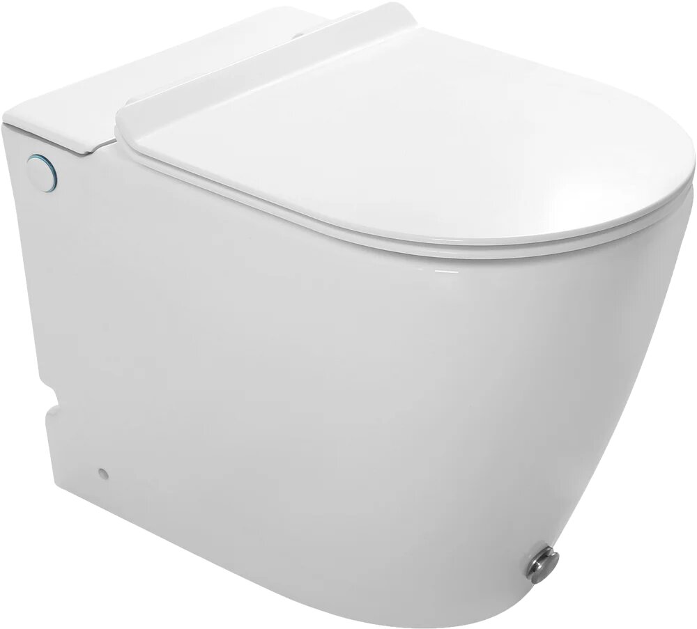 Унитаз приставной напольный SantiLine SL-5030 с микролифтом, безободковый, фаянсовый, антивсплеск, белый, овальный