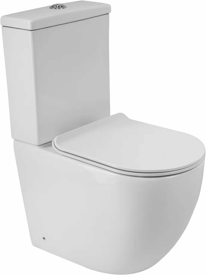 Унитаз-компакт напольный BelBagno Amanda BB051CPR BB901SC с микролифтом, безободковый, антивсплеск, фарфоровый, белый, глянцевый, прямоугольный, с нижним подводом, сиденье для унитаза в комплекте