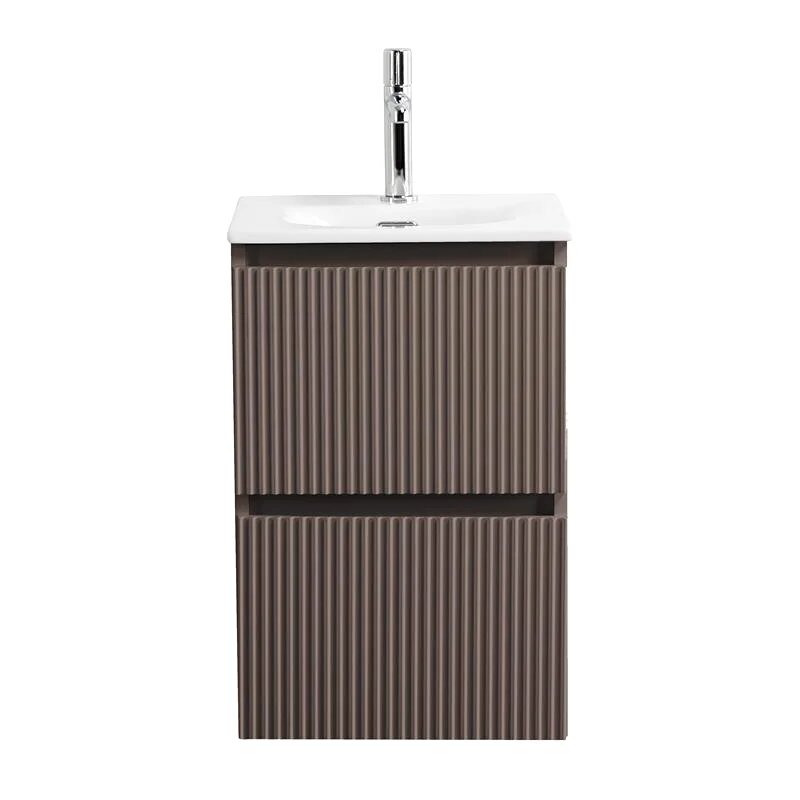 Тумба с раковиной BelBagno Uno-mini 40 подвесная, 41 см, бежевая, матовая, из МДФ, с ящиками, раковина для ванной, фаянсовая, прямоугольная