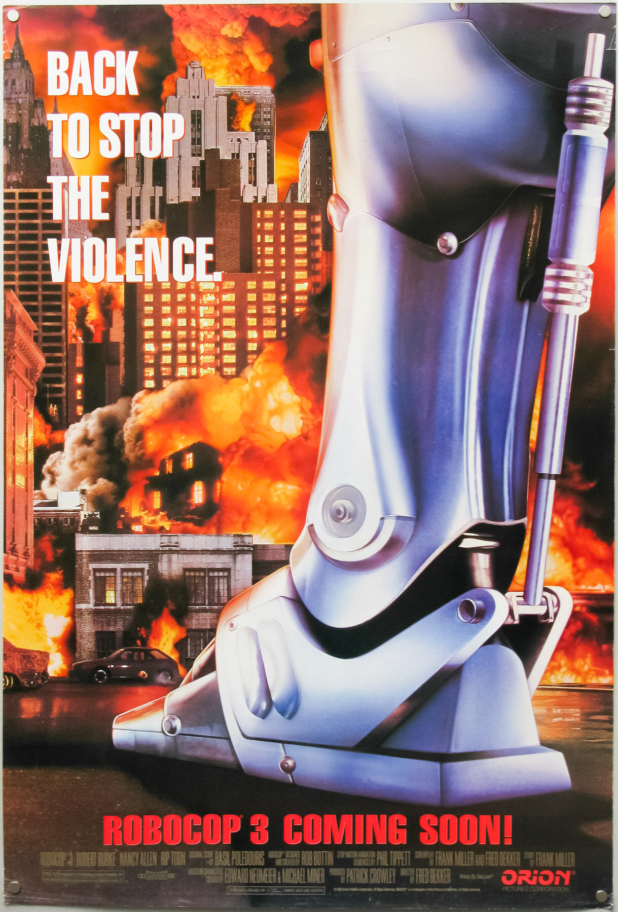 Плакат, постер RoboCop 3 (Робокоп 3) 1993 на бумаге, размер 30х42см