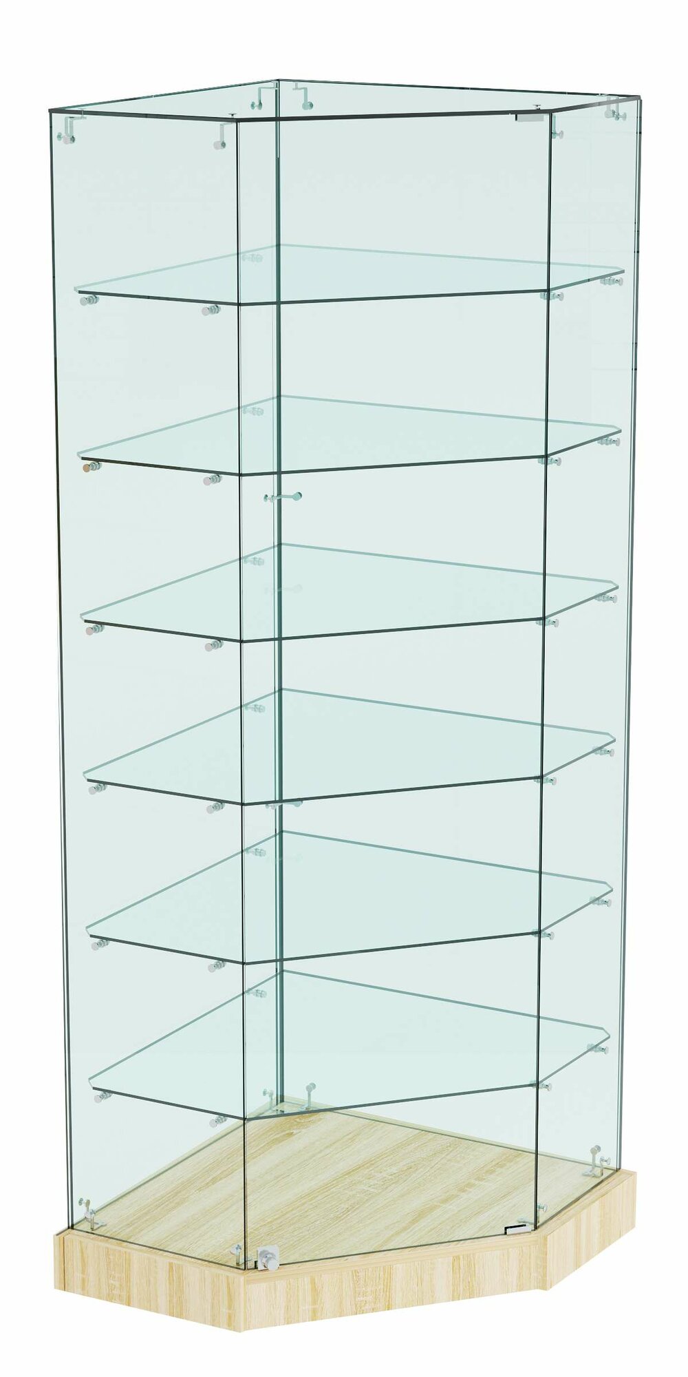 Витрина Хит продаж угловая №309 (закрытая, задние стенки - стекло), Дуб сонома