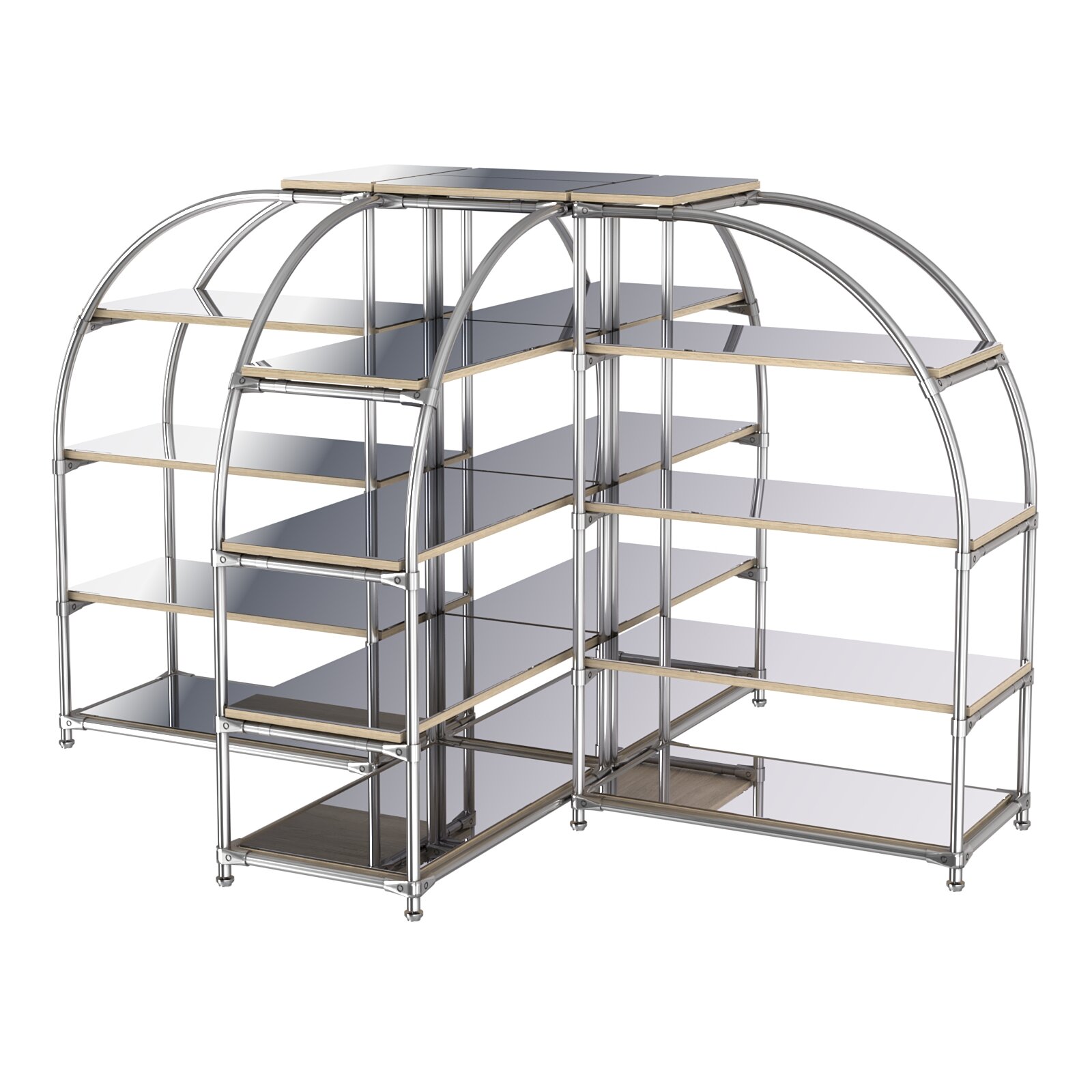 Комбинация стендов TD-06 №3-5 (с полками Зеркало 4мм), Дуб Сонома