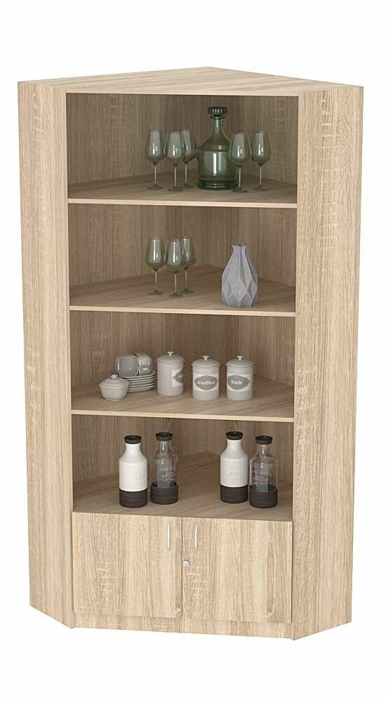 Стеллаж из ДСП серии Эконом угловой №5-2 (торец 300 мм) с дверками 410 мм, Дуб сонома