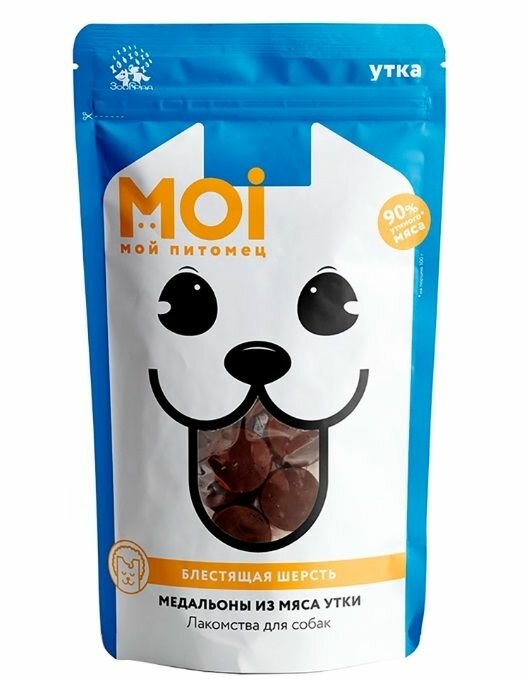 MOI Лакомство для собак Медальоны из мяса утки, 85 г