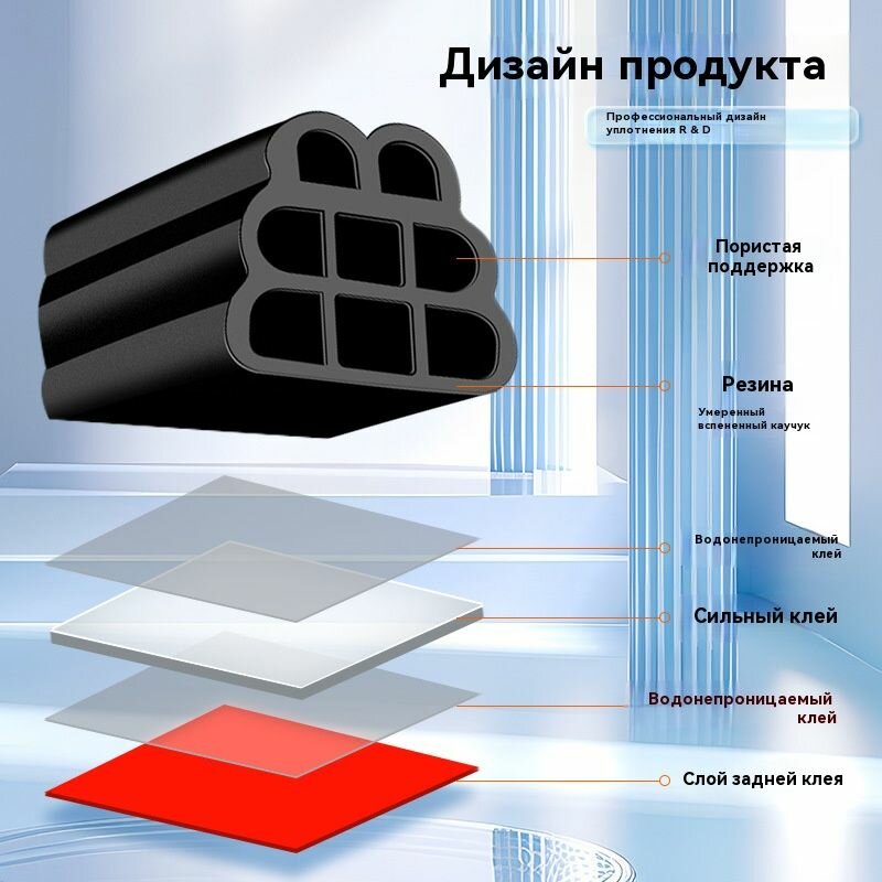 Самоклеящаяся звуконепроницаемая уплотнительная лента длиной 5 м