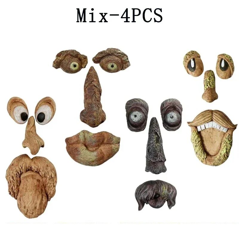 Деревянные лица деревьев, Mix-4PCS