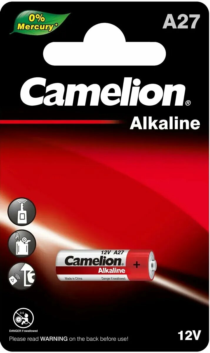 Батарейка алкалиновая a27 12v (1 шт) Camelion арт. a27-bp1(0hg)