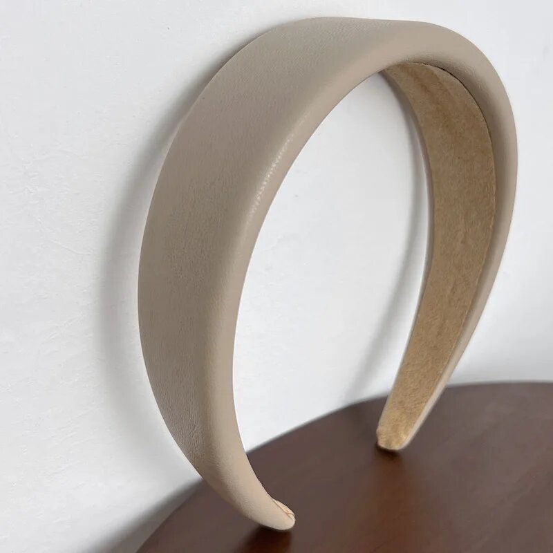 Искусственная кожаный ободок для волос Бежевый, Beige M