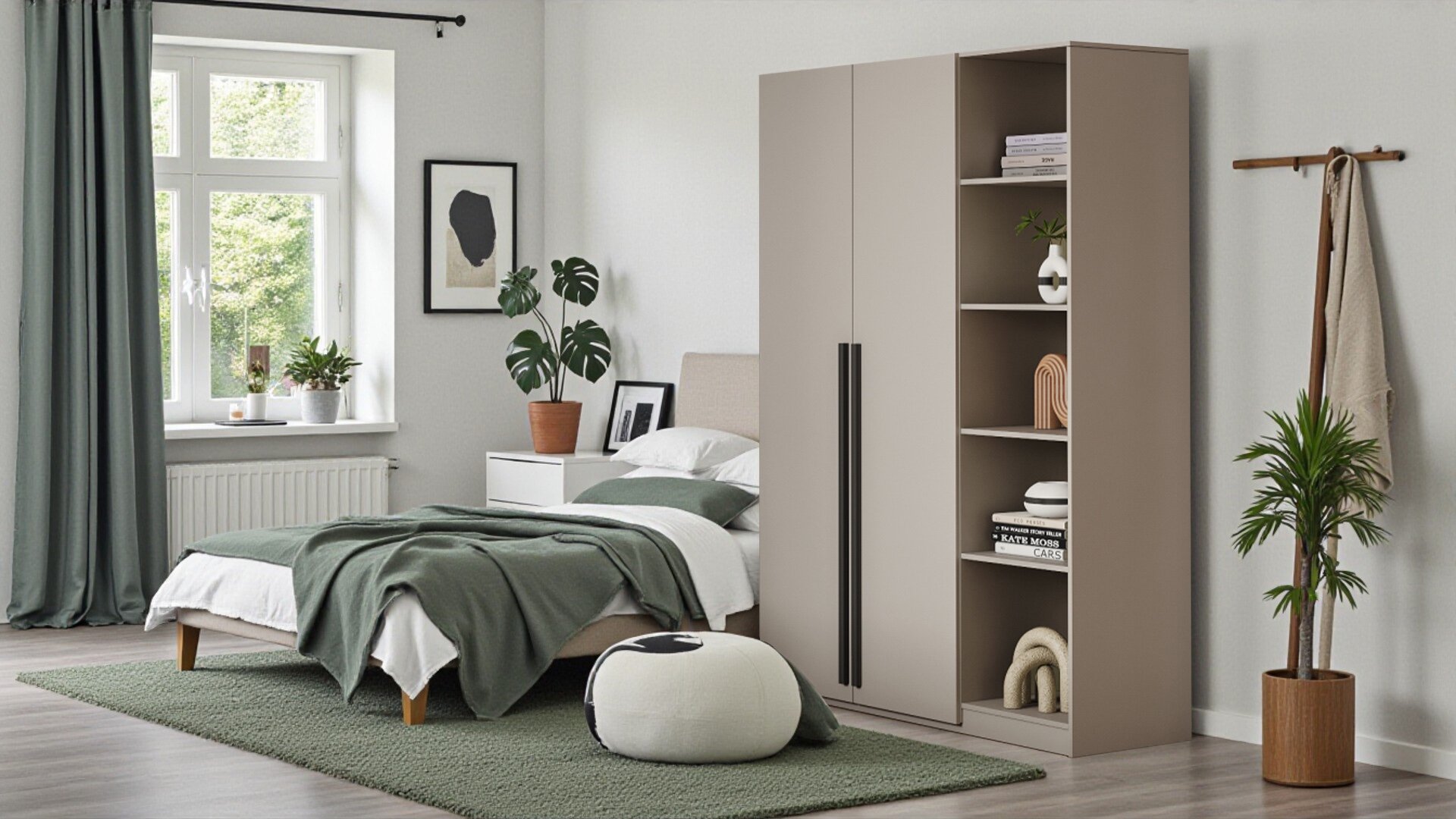 Распашной двухсекционный шкаф Лорена Пакс-2.1 со стеллажом Кашемир 5981 BS NOW 120x50x210 см, бежевый Фиеста