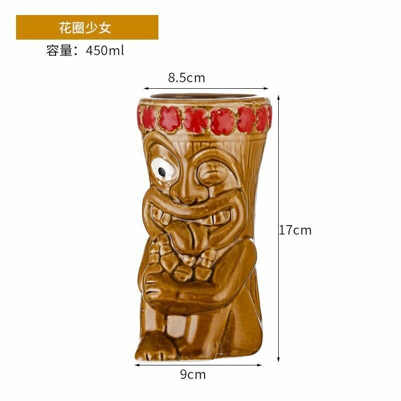 Новый винтажный гавайский керамический коктейльный стакан в стиле Хэллоуин с изображением лица призрака и черепа зомби.