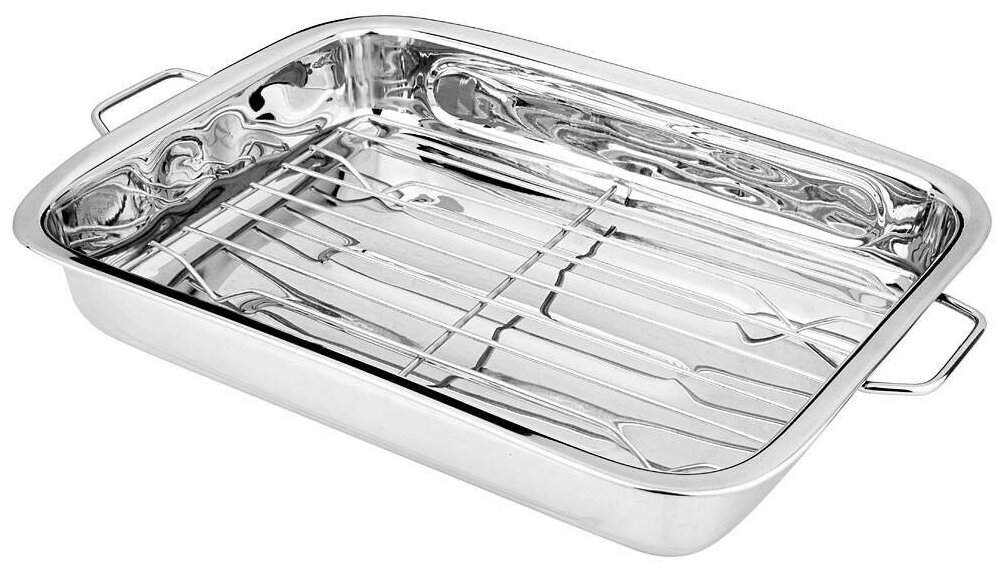 Противень agness, нерж сталь, с решеткой, 36,5*27*5,5 см