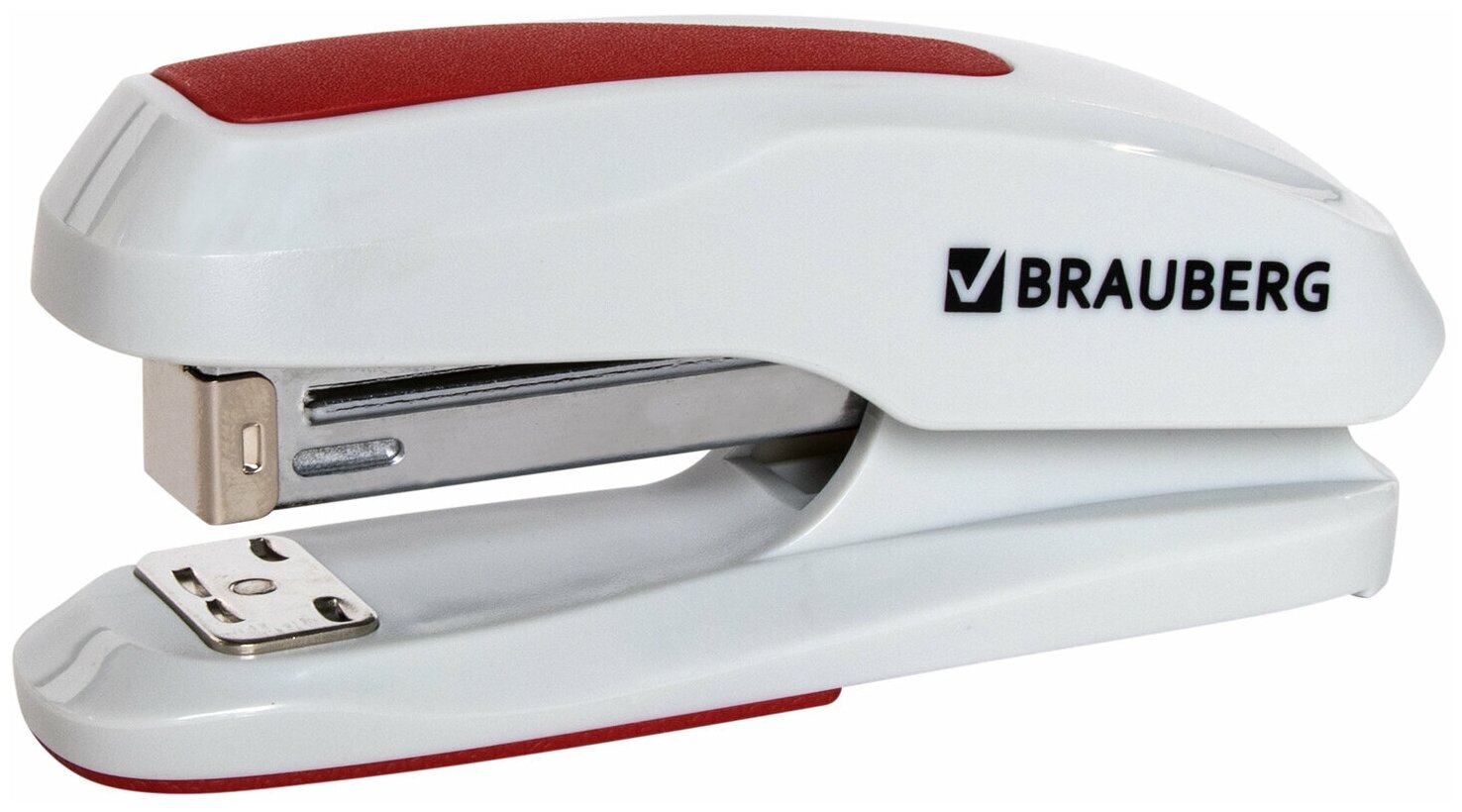 Степлер №24/6, 26/6 BRAUBERG "Extra", до 30 листов, серо-красный, 229088