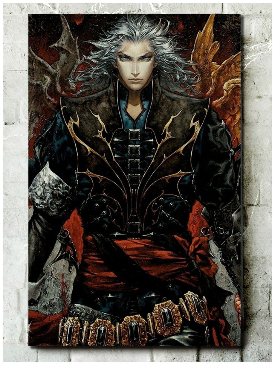 Картина интерьерная на дереве Аниме Castlevania Кастельвания (Алукард, Влад Цепеш, Дракула) - 7425 В