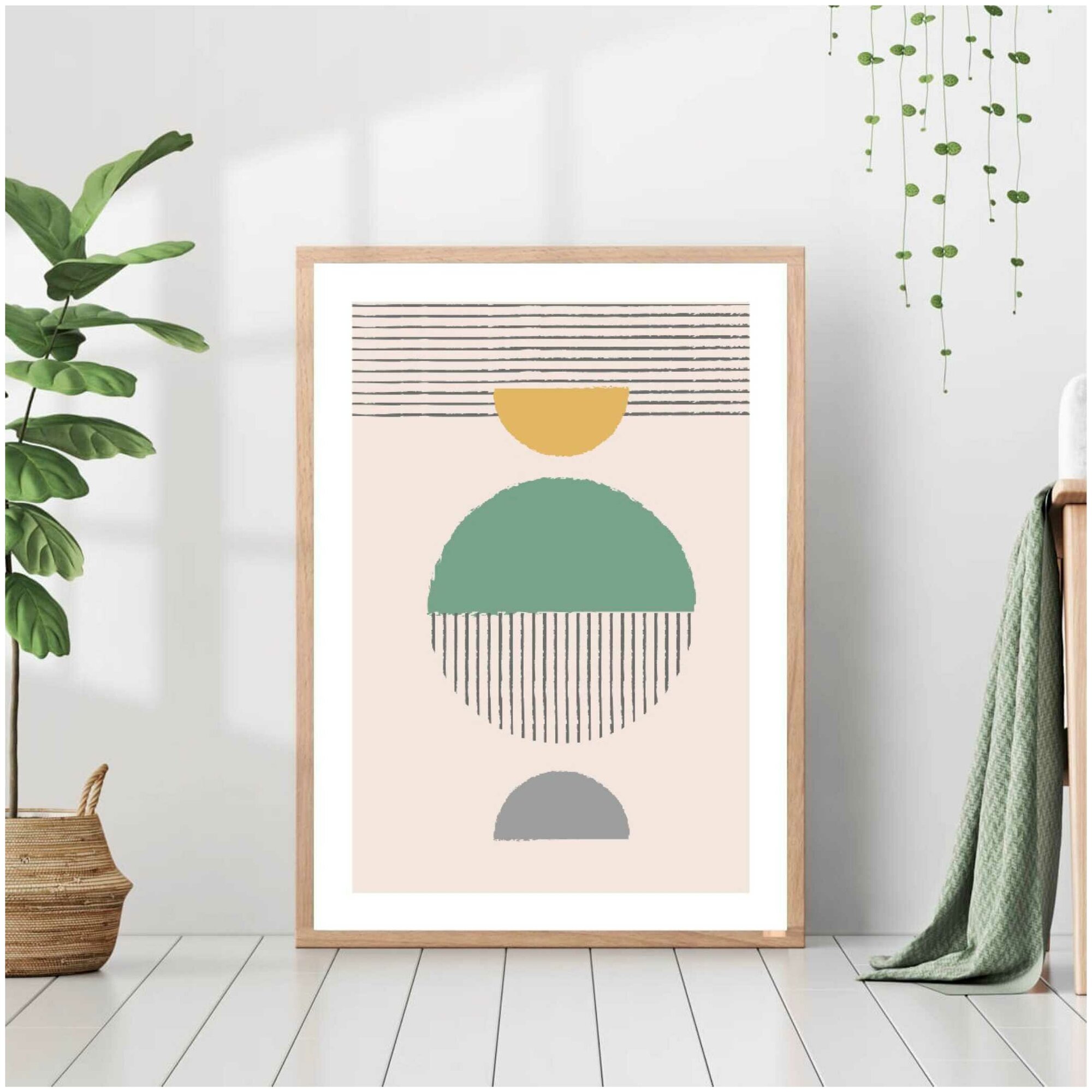 Постер "Абстракция линии и круги" 40x50 без рамки на стену для интерьера