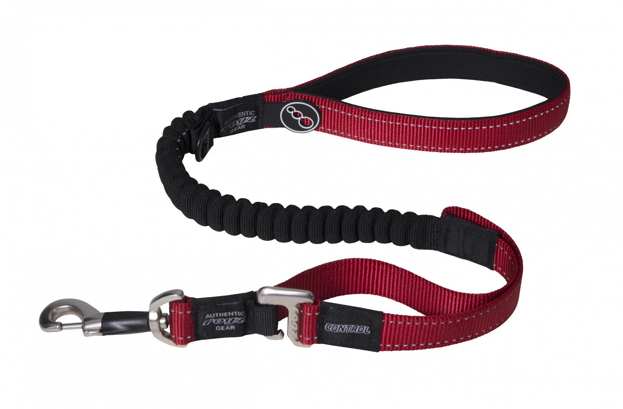 Поводок Rogz 2 в 1 с системой "антирывок" короткий, р-р XL (ш: 2,5см, дл: 0,8 м), красный