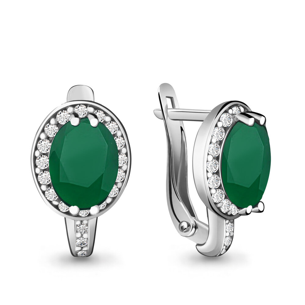 Серьги, серебро, 925 проба, фианит, агат