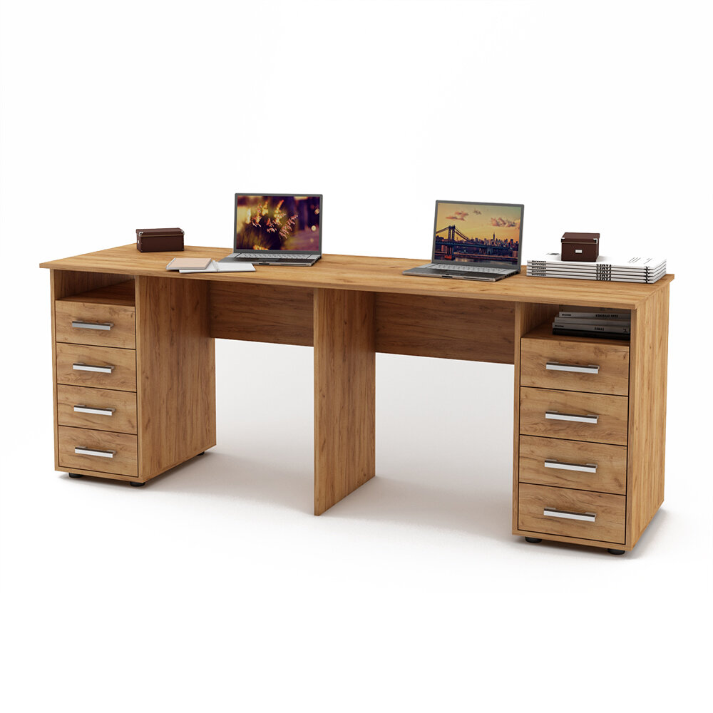 Стол письменный для двоих "Остин (Ливерпуль) 18 ", 197,4х60х74,6 см, с ящиками для хранения