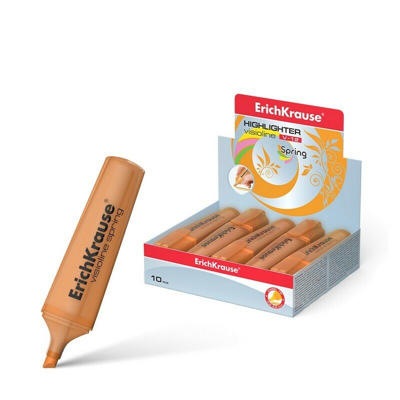 Текстовыделитель ErichKrause Visioline V-12 Spring, цвет чернил оранжевый (3 шт. в упаковке)