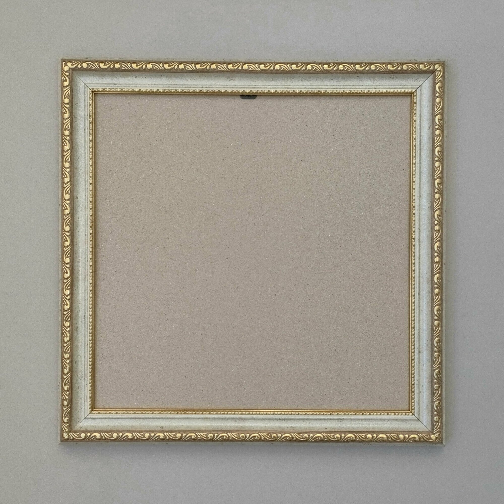 Багетная рама 20x20 см (BR14), пластиковая со стеклом и задником, цвет: кремовый