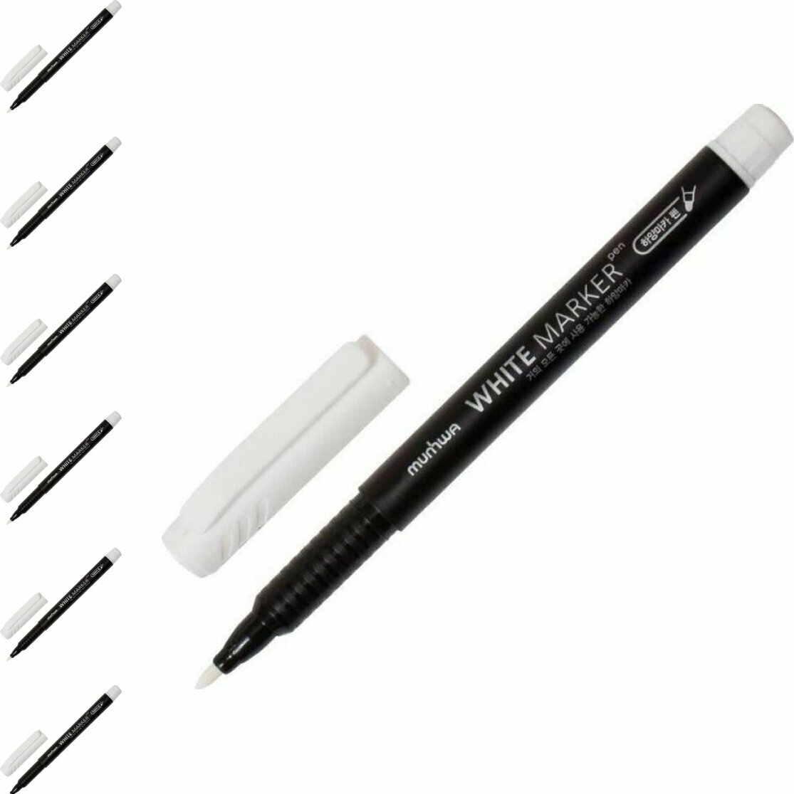 Маркер MunHwa перманентный белый 1мм (комплект из 6 шт.)