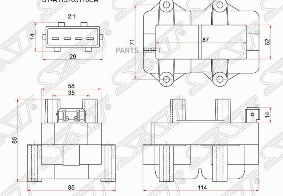 Катушка зажигания Chery Fora A21 06-10 / Geely MK 08-15 SQR481F SAT ST-A113705110EA | цена за 1 шт