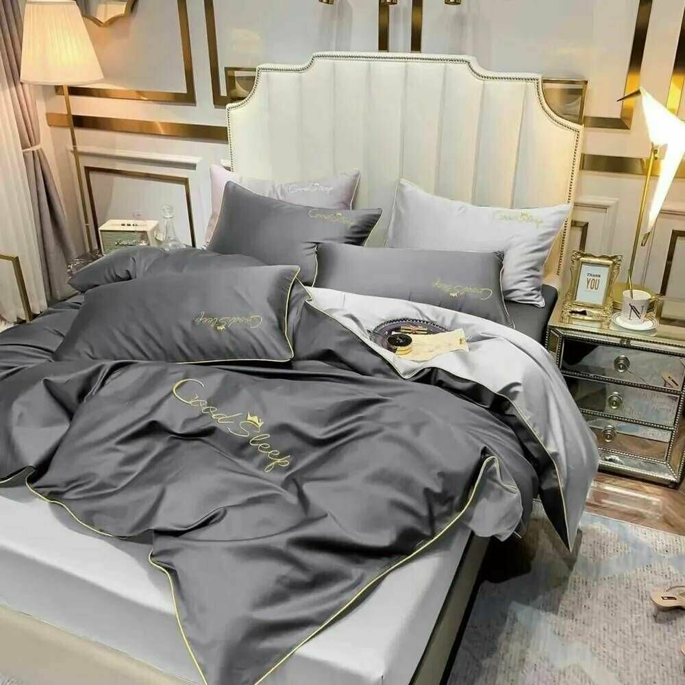 Постельное белье комплект однотонный жатка Good Sleep, Жатка, Семейный