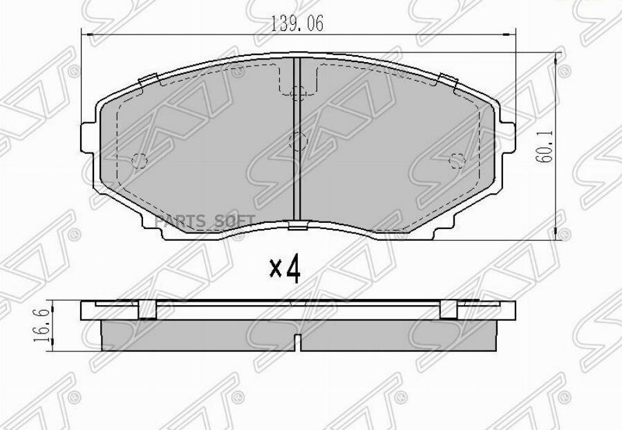 Колодки тормозные (Спереди) Mazda CX-7 06-12 / Mitsubishi L200 15- SAT ST-LCY2-33-23Z | цена за 1 шт