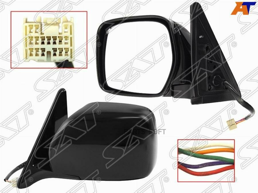 Зеркало Toyota Land Cruiser (J100) 98-07 (Слева/ Регулировка/ Складывание/ 5 контактов) SAT ST-TY90-940-A2 | цена за 1 шт