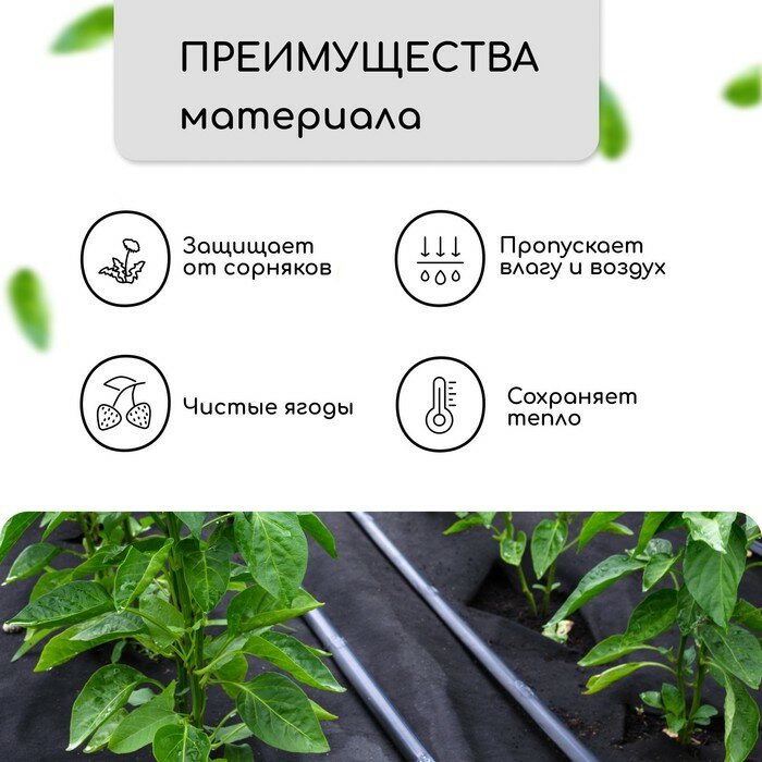 Материал мульчирующий, 5×1.6 м, плотность 60 г/м², спанбонд с УФ-стабилизатором, чёрный, Greengo, Эконом 30% — фото 1
