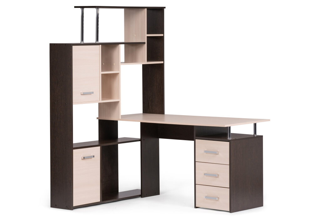 Компьютерный стол Woodville КС-15 левый венге/дуб молочный Размеры: Высота 1752мм Глубина 1300мм Ширина 1427мм