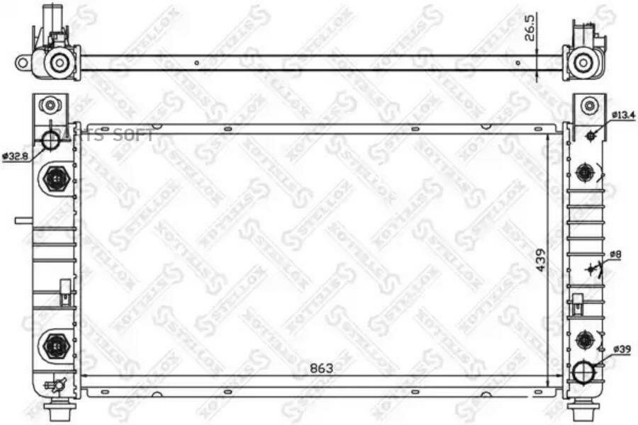 Радиатор системы охлаждения! АКПП HUMMER H2 6.0i 16V 02-04 Stellox арт. 1026736SX