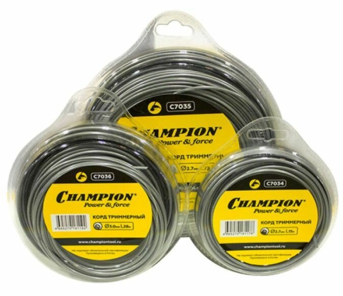 Леска для триммера CHAMPION Aluminium 2.7мм*15м (круглый)