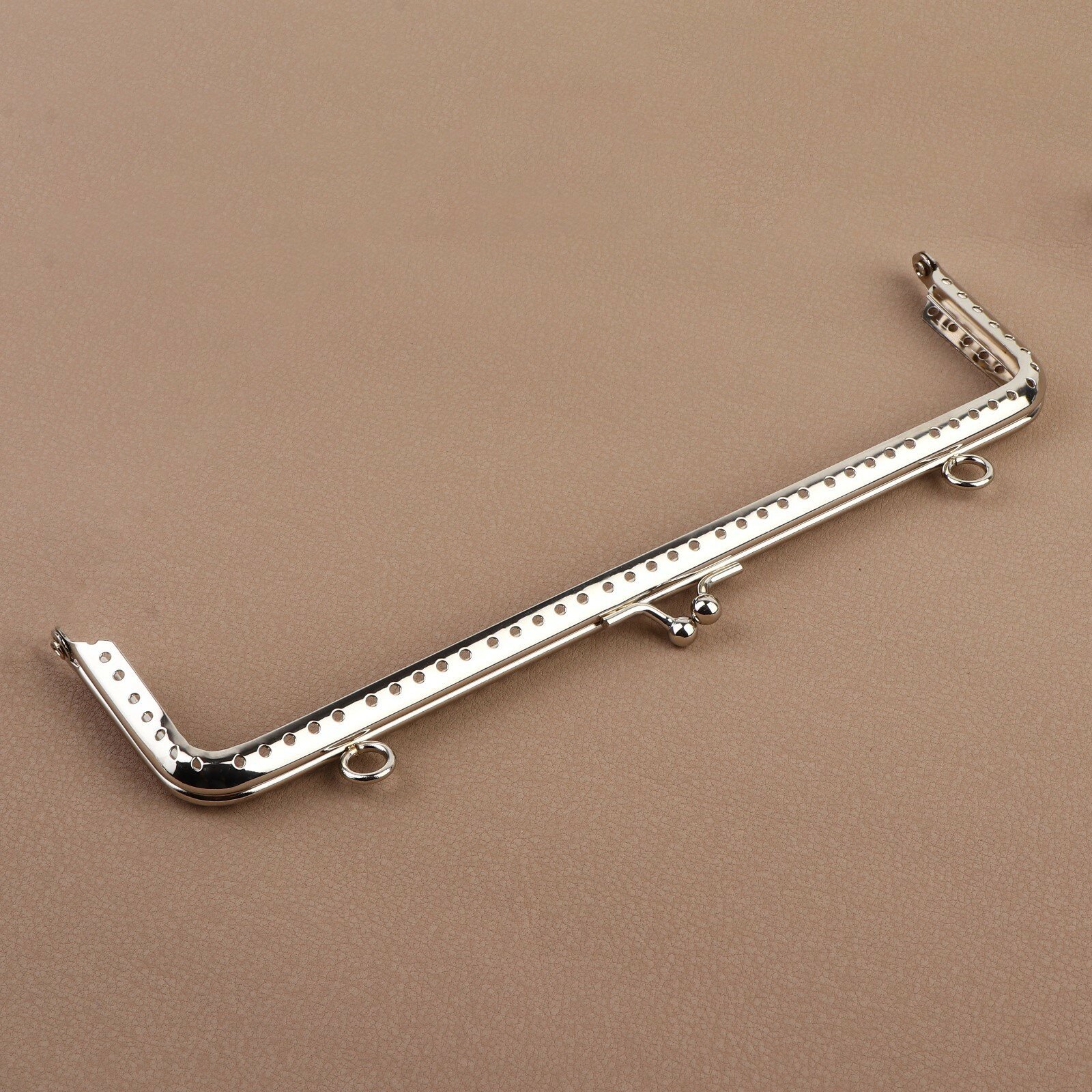 Фермуар пришивной «Прямоугольник», с креплениями, 20 × 6 см, цвет серебряный, 9684240 2 упаковки