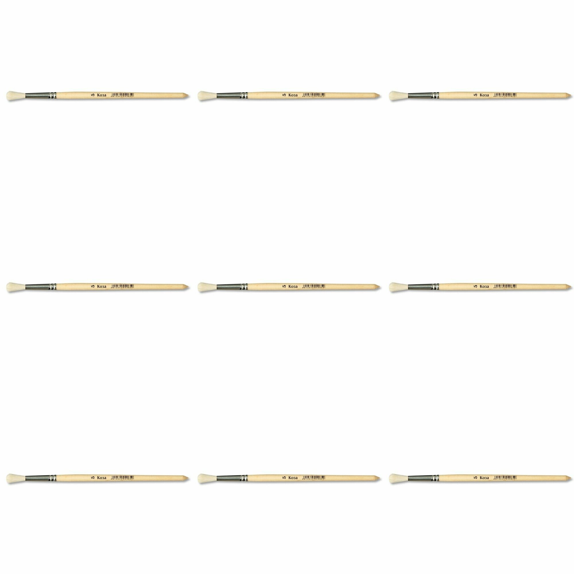 №1 School Набор кистей Коза, круглая, №5, 9 шт