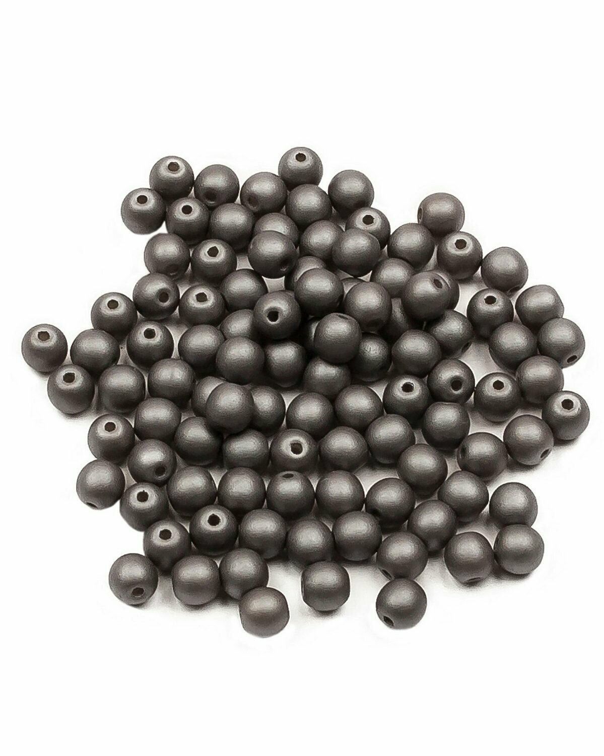 Стеклянные чешские бусины, круглые, Round Beads, 4 мм, цвет Alabaster Metallic Steel, 100 шт.