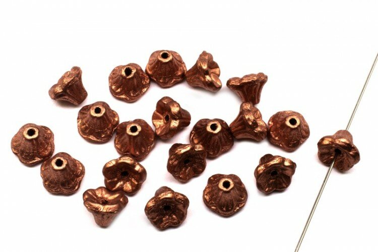 Бусина Flower 7х5мм, отверстие 0,8мм, цвет 01780 медный металлик, 733-058, 20шт