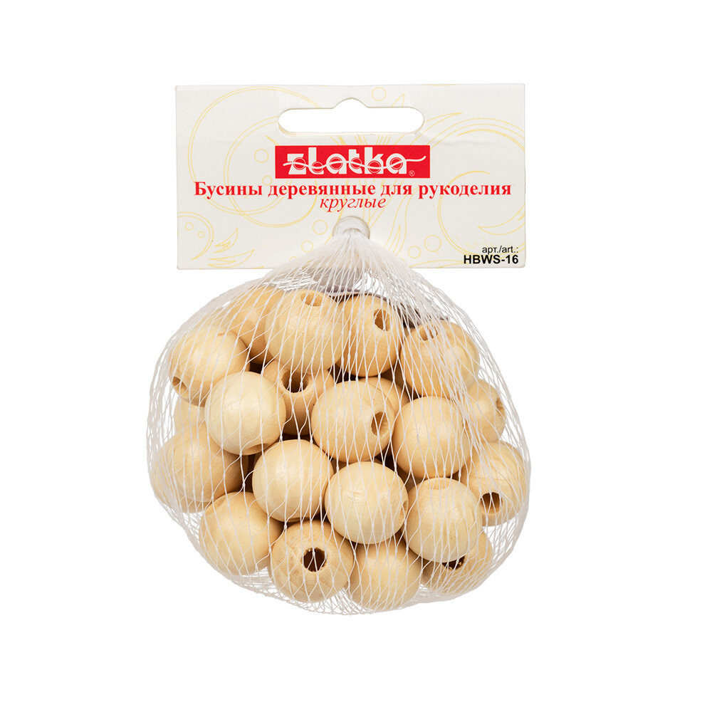 Бусины деревянные "Zlatka" HBWS-16 16 мм 50 шт св. дерево