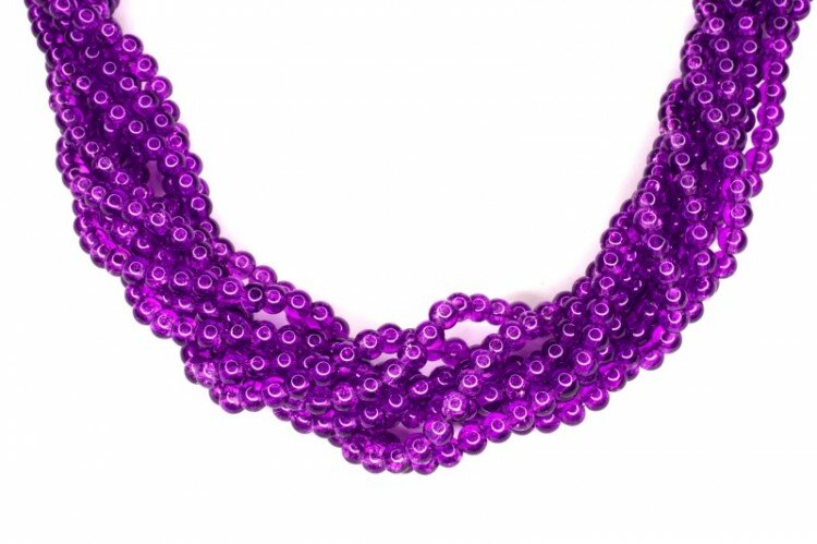 Бусина круглая с эффектом кракле, диаметр 4мм, отверстие 1мм, цвет фиолетовый, 550-010, 20шт