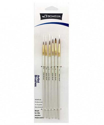 Кисти набор 6 шт. Синтетика CD-24 Круглые (№ 000, 00,0, 1, 2,3) в ПВХ пакете