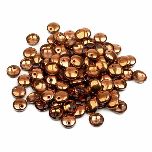 Стеклянные чешские бусины, Lentils, 6 мм, цвет Crystal Capri Gold, 100 шт.