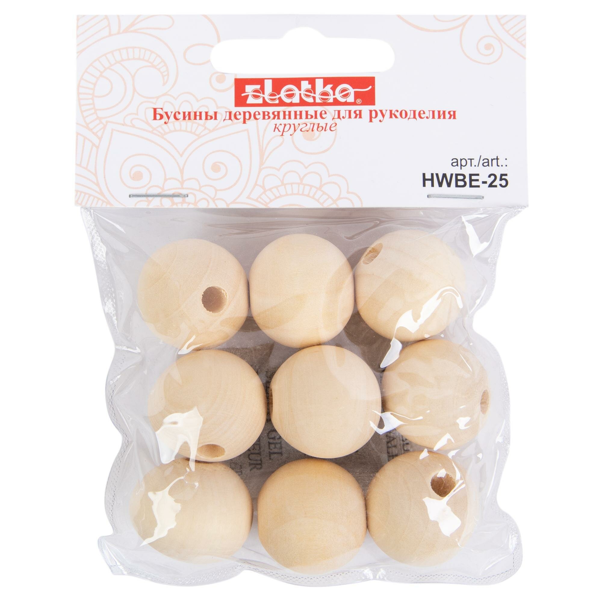 Бусина Zlatka дерево HWBE-25 25 мм 10 х 40 г