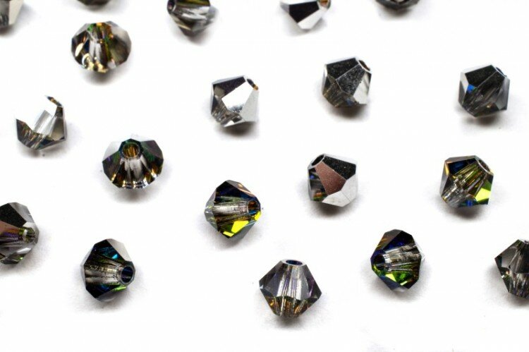 Бусины биконусы хрустальные 4мм, цвет CRYSTAL VITRAIL MEDIUM, 746-114, 20шт