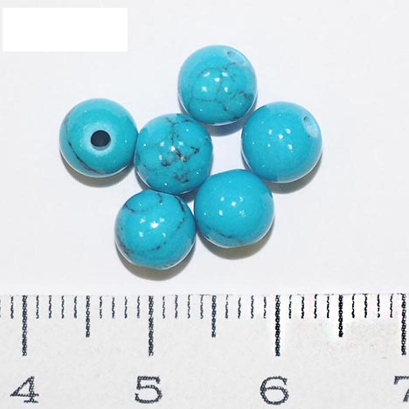 Натуральная бусина Бирюза голубая 0008753 шарик 6 мм, цена за 10 шт.