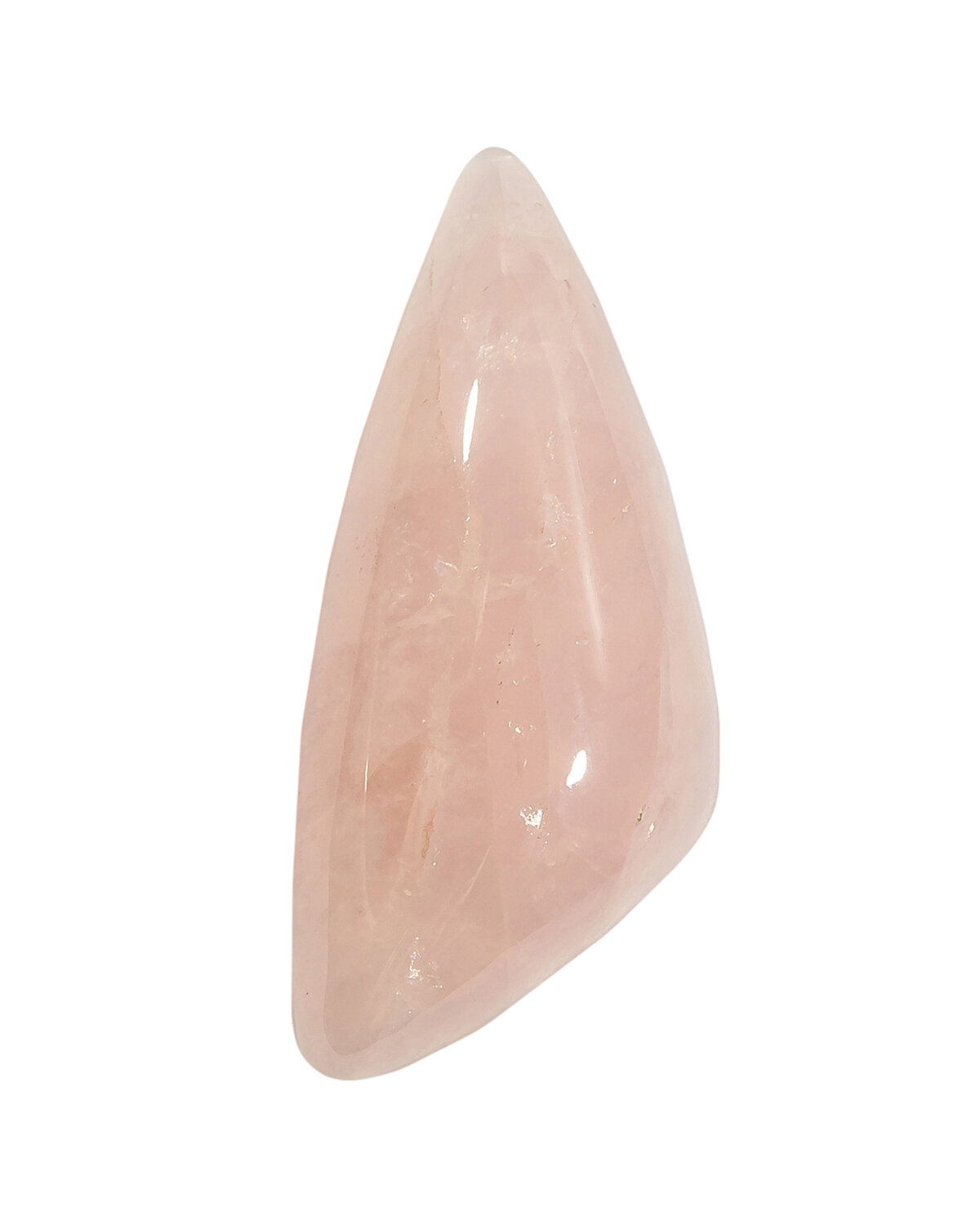 Кабошон из розового кварца, размер 41х19х7 мм, вес 9 грамм