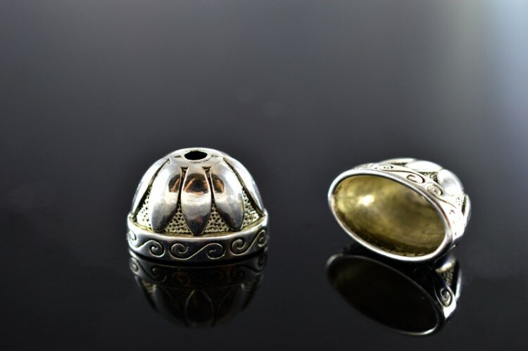 Концевик 13х20х12мм, внутренний размер 9х17мм, отверстие 2,5мм, цвет античное серебро, сплав металлов, 01-331, 2шт